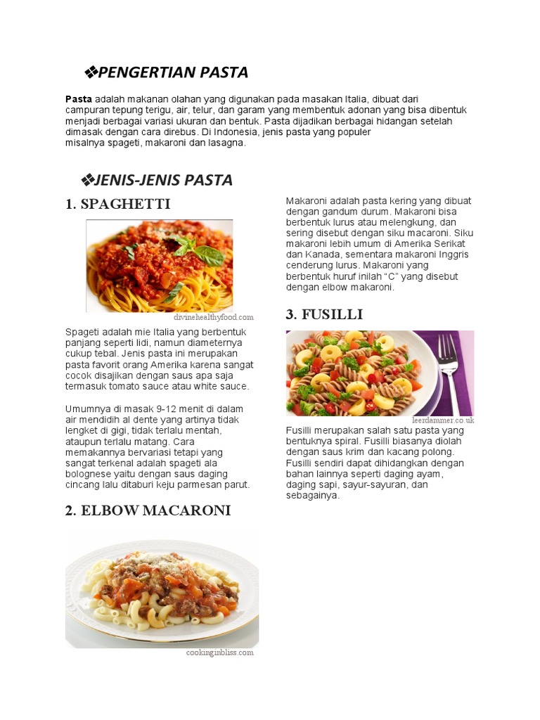 Pengertian Pasta | PDF