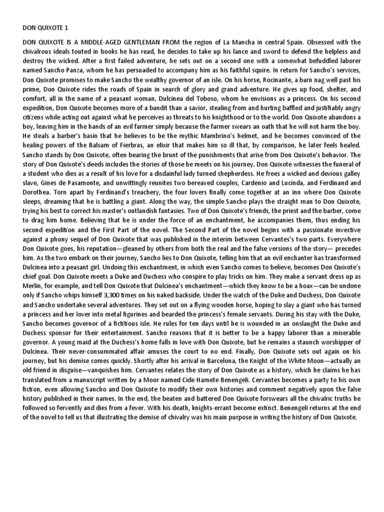 Don Quixote 1 | PDF | Don Quixote | Don Quixote Characters