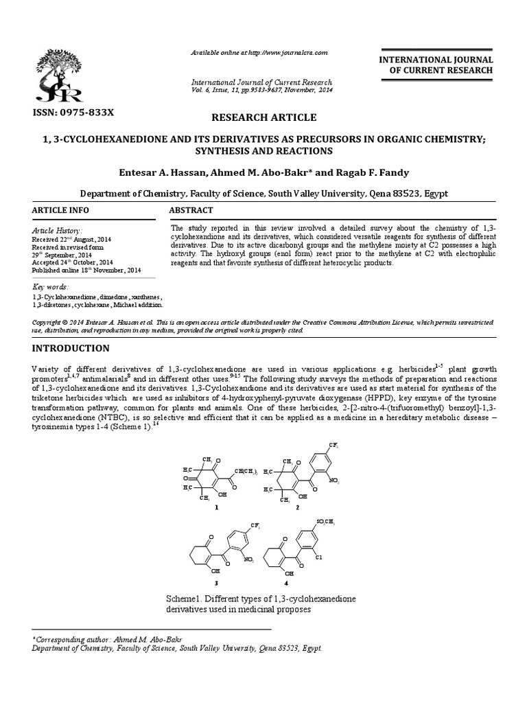 1 3 Cyclohexanedione and Its Derivatives | PDF | Functional Group ...