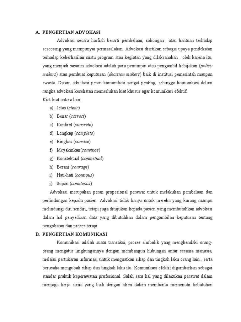 Pengertian Advokasi Dan Komunikasi | PDF Pengertian Advokasi Dan Komunikasi | PDF