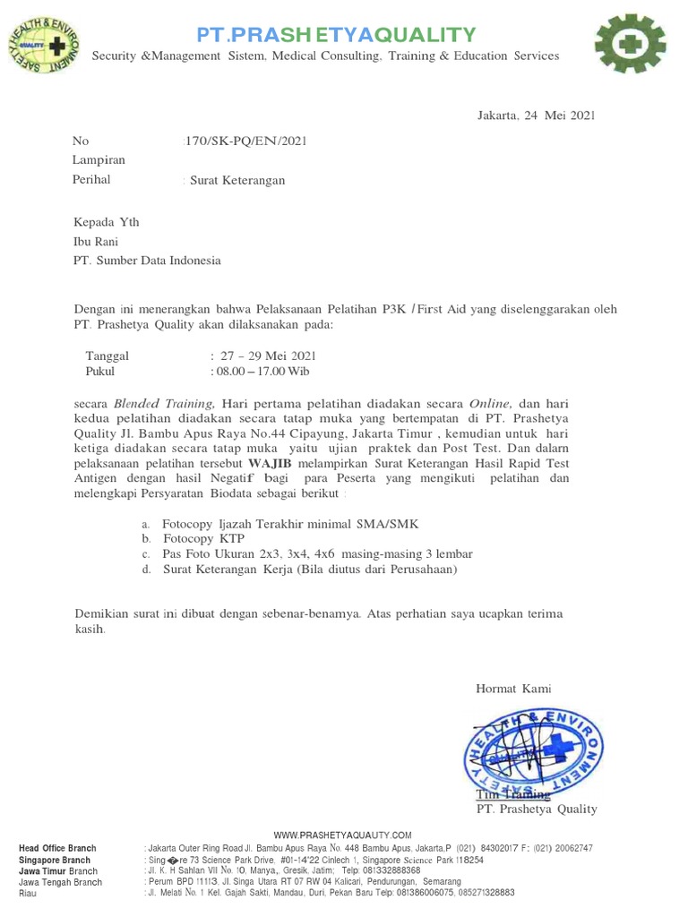 Surat Keterangan P3K | PDF