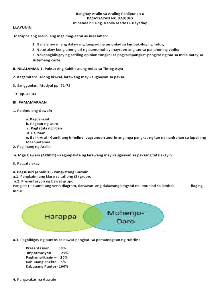 LP Ang Kabihasnang Indus Sa Timog Asya COT | PDF