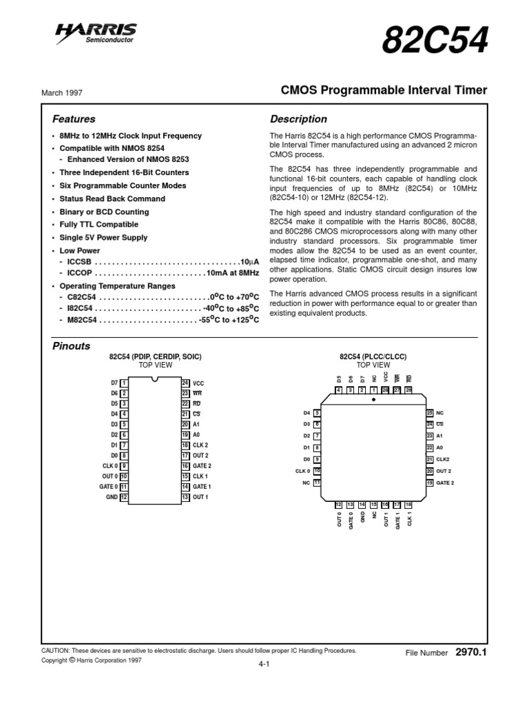 CMOS Programmable Interval Timer: Features Description | PDF