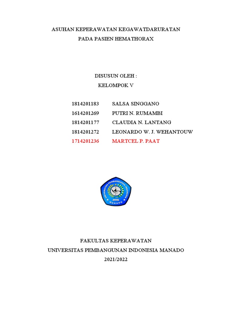 ASKEP HEMATHORAX Kelompok 5 | PDF