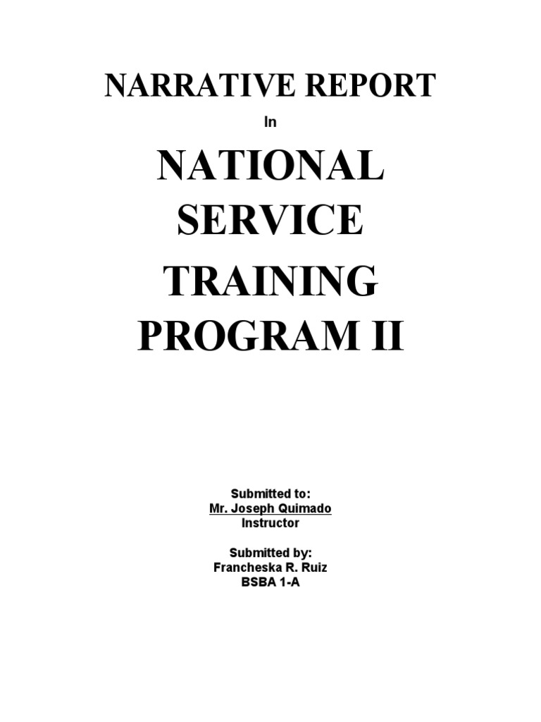Narrative Report: National Service Training Program Ii | PDF