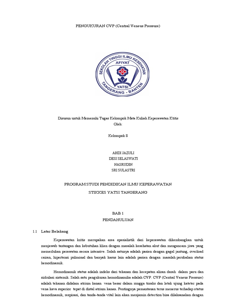 Pengukuran CVP | PDF