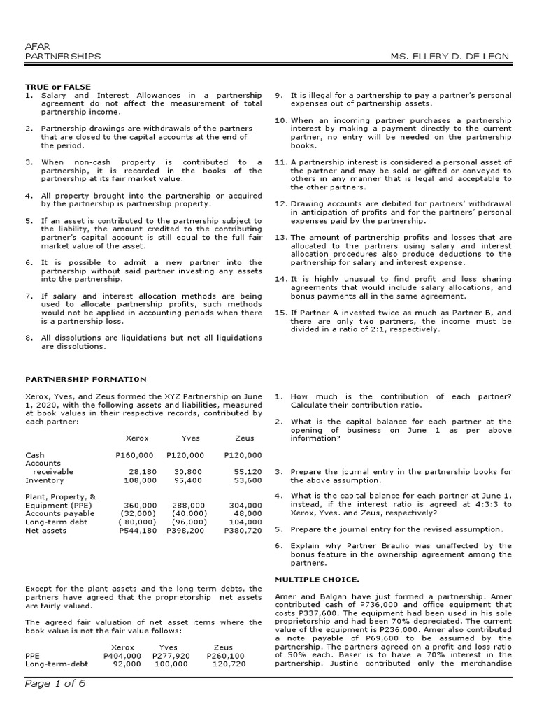 01 Partnership | PDF | Partnership | Balance Sheet