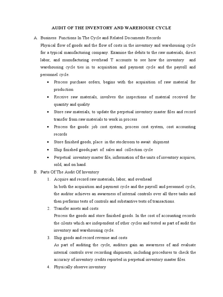 A Comprehensive Audit of Inventory Valuation and Warehouse Management ...
