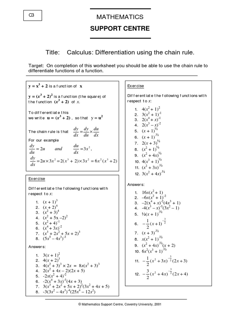 Differentiation Worksheet | PDF | Derivative | Physical Quantities