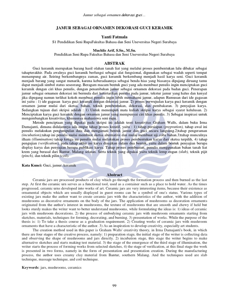Jamur Sebagai Ornamen Dekorasi Guci Keramik Yanti Fatmala: Muchlis Arif, S.SN., M.SN | PDF