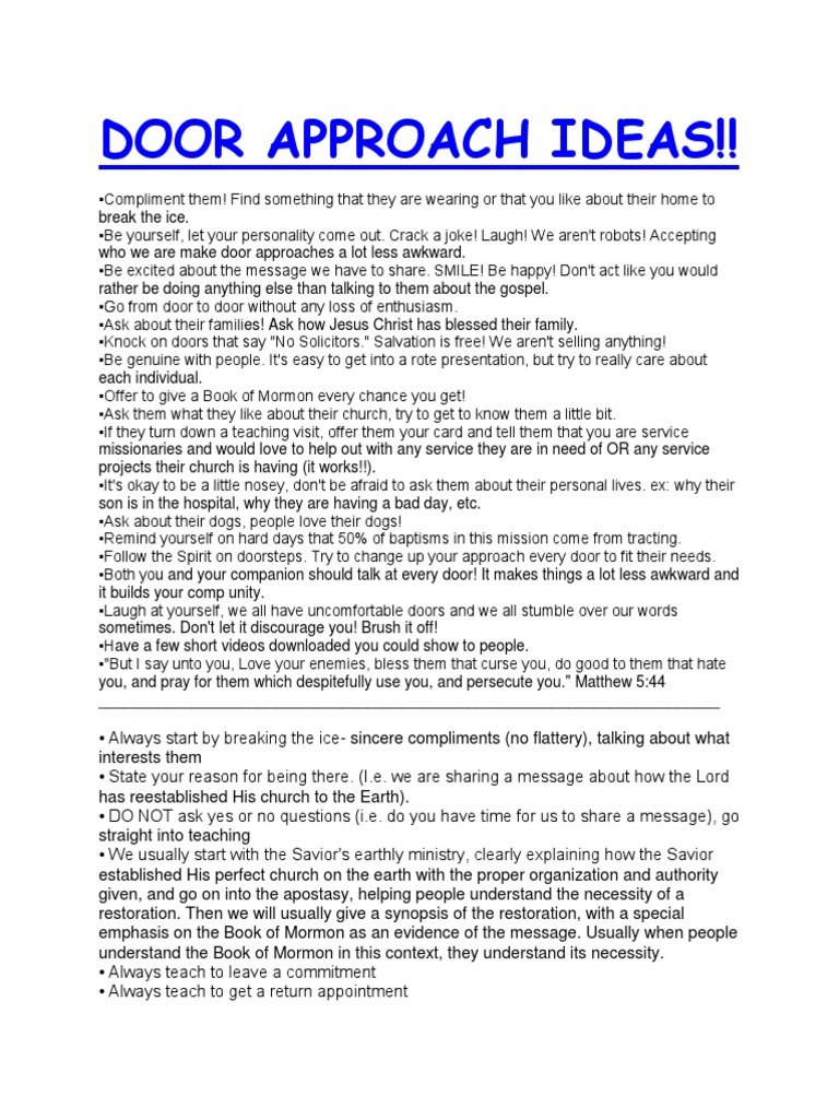 Door Approaches | PDF | Theology | Jesus