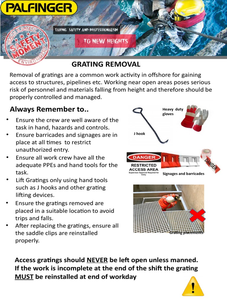 Offshore Grating Removal Safety Tips | PDF