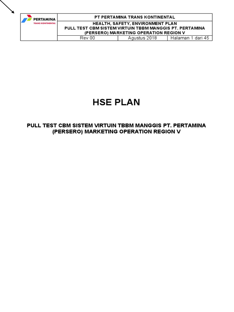 HSE PLAN Pertamina Marketing Operation Region 3 Surabaya Revisi ...