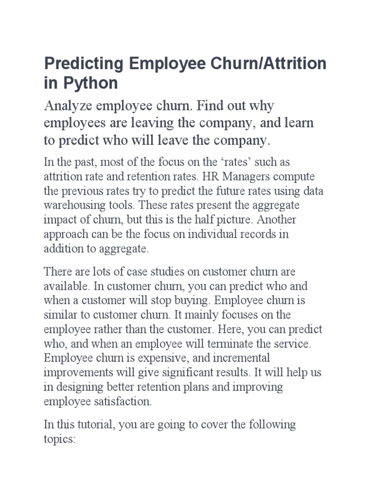 Predicting Employee Churn in Python | PDF | Business | Computers