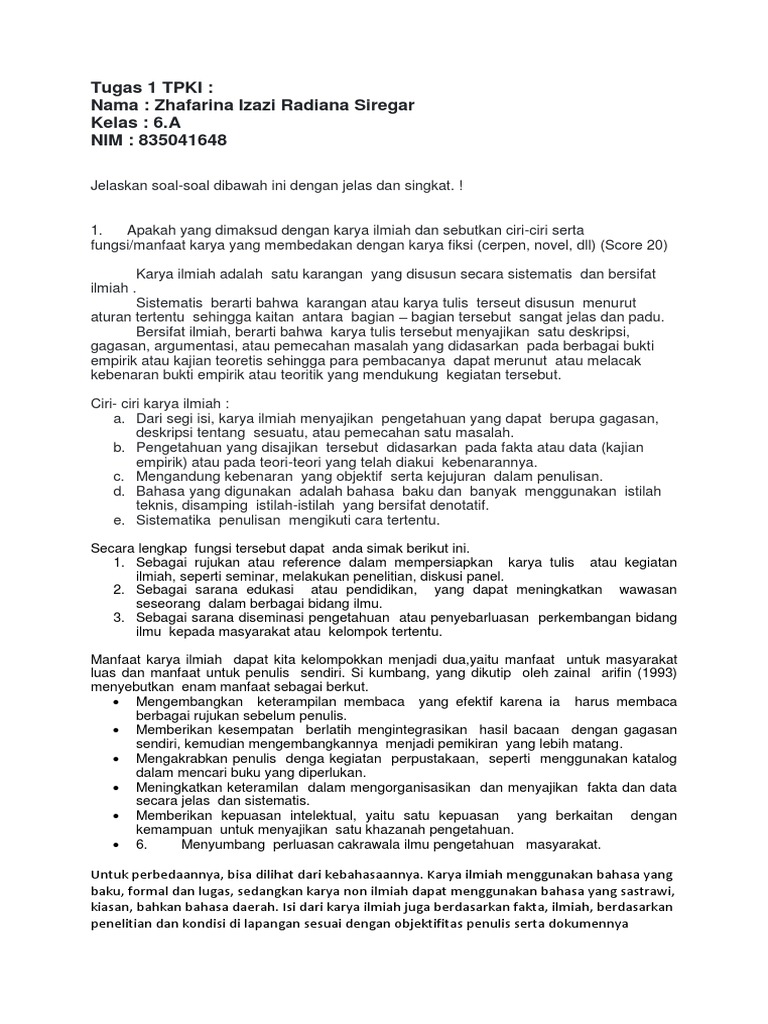 Tugas 1 TPKI | PDF | Karier & Perkembangan