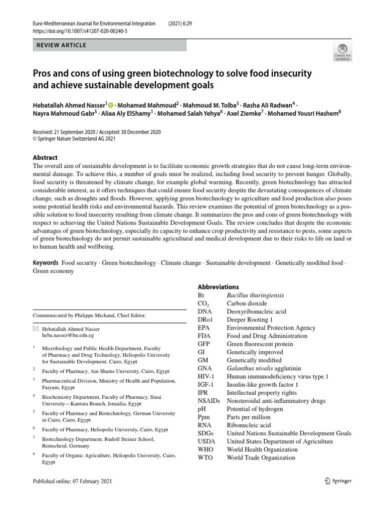 Pros and Cons of Using Green Biotechnology | PDF | Biotechnology | Food ...