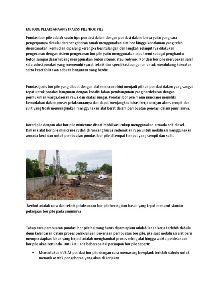 Metode Pelaksanaan Strauss Pile | PDF