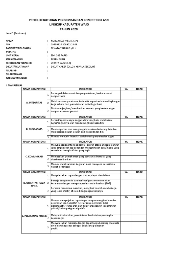 Borang Profil ASN | PDF