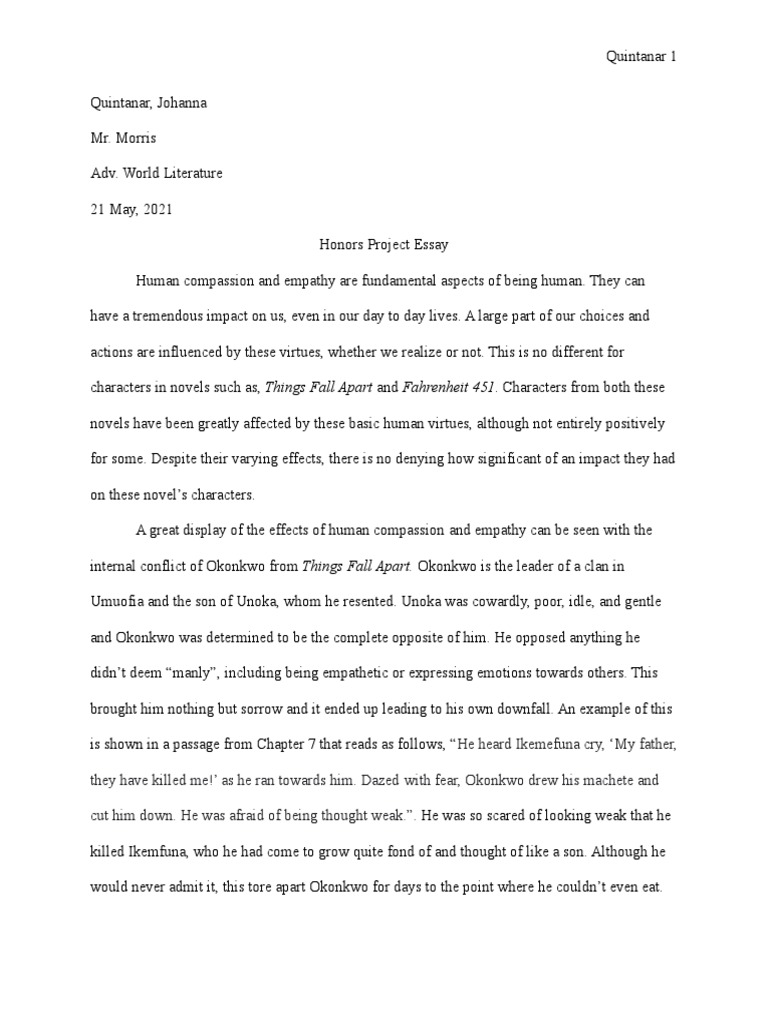 Argument and Persuasion Honors Project Part 3 | PDF | Compassion | Empathy