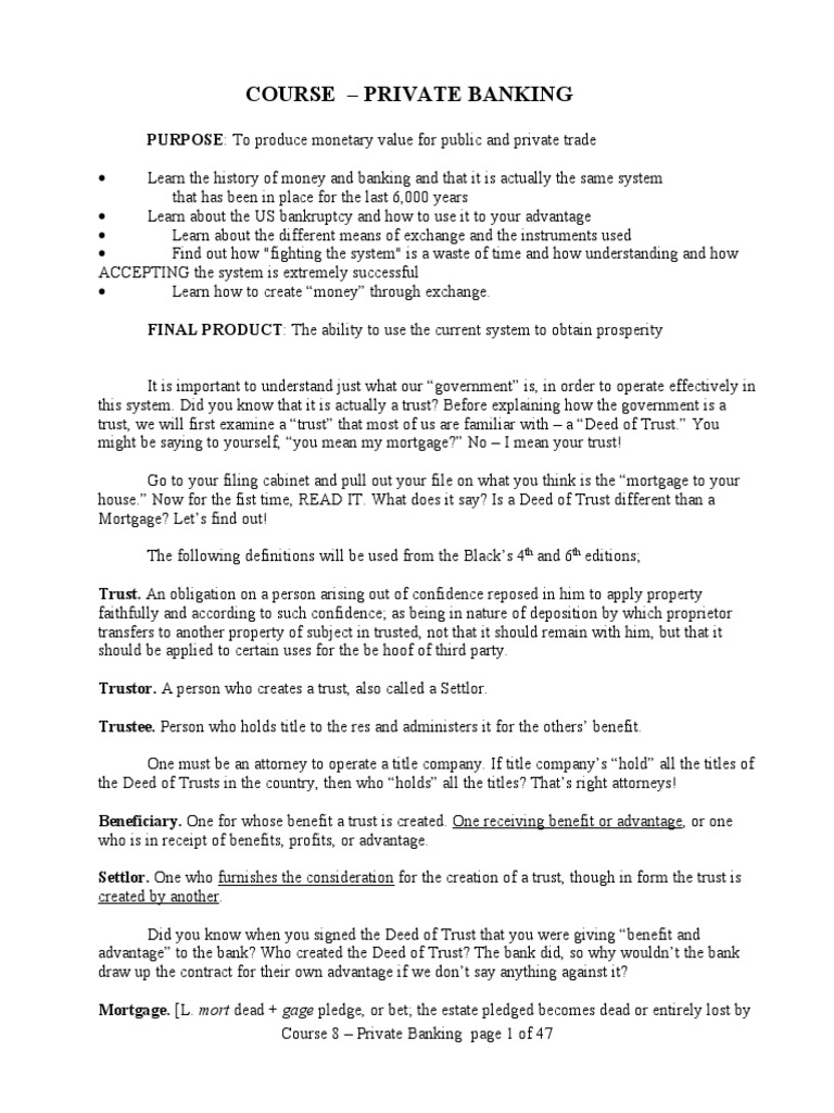 Course 8 Private Banking 47 | PDF | Lease | Mortgage Law