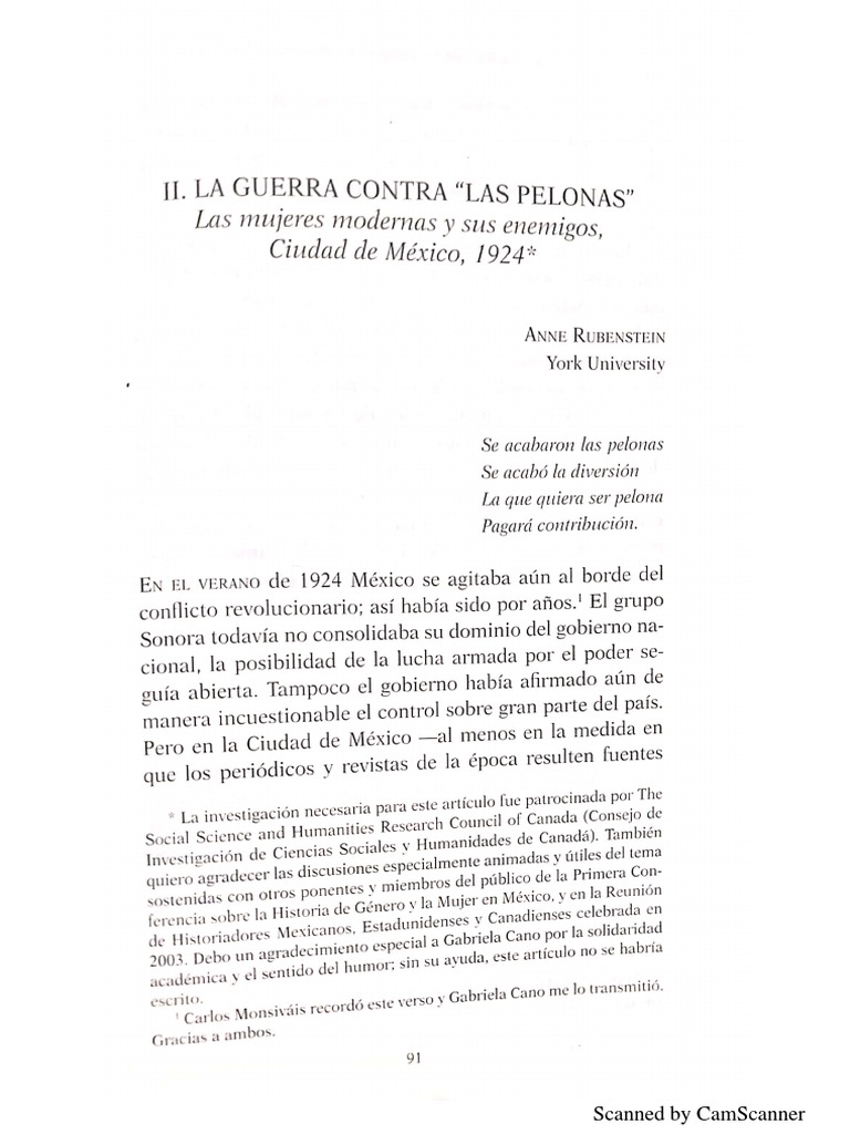 Anne Rubenstein, La Guerra Contra Las Pelonas | PDF