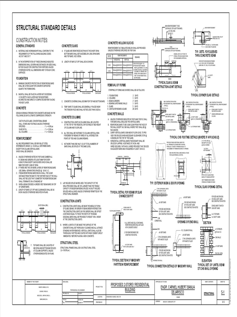 Structural Standard Details: Construction Notes | PDF | Beam (Structure ...