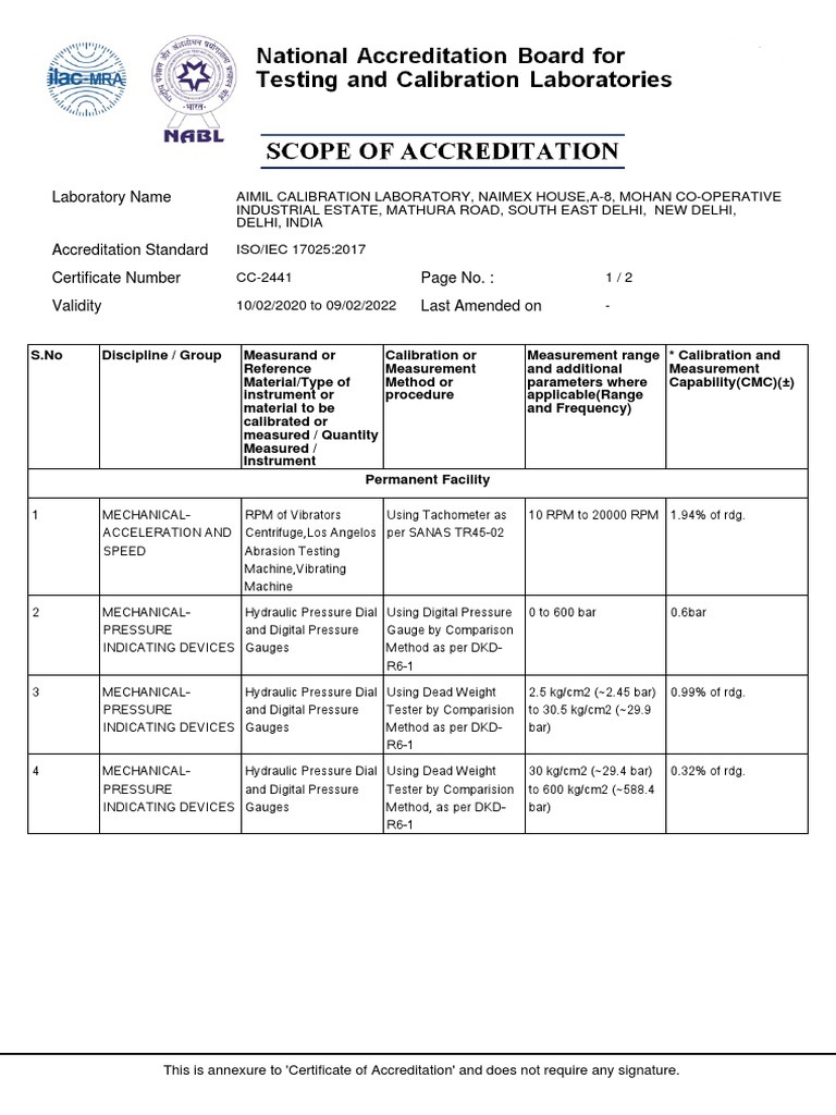 Scope Location 1 CC-2441 | PDF | Calibration | Measurement