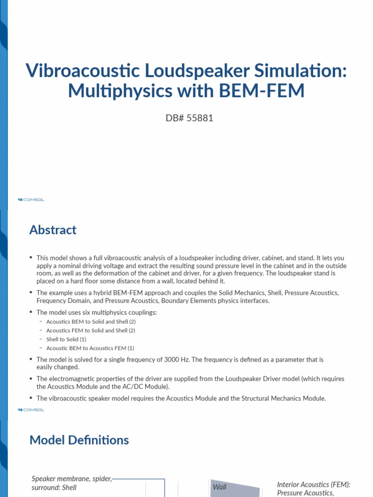 Vibroacoustic Loudspeaker Simulation: Multiphysics With BEM-FEM | PDF | Loudspeaker | Acoustics