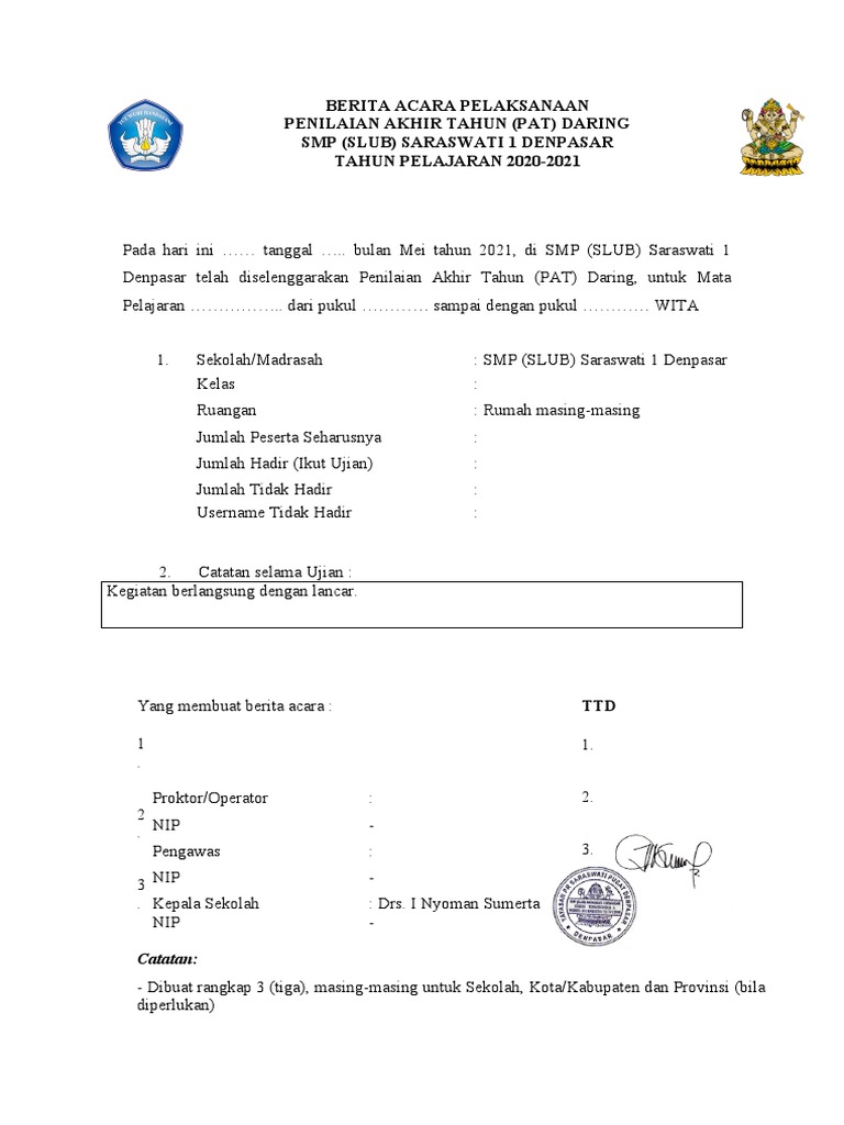 Berita Acara Pat | PDF