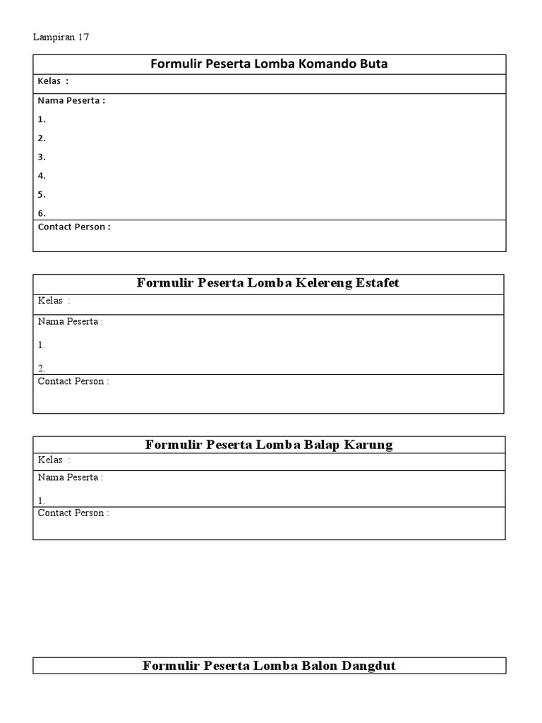 Form Peserta Lomba | PDF