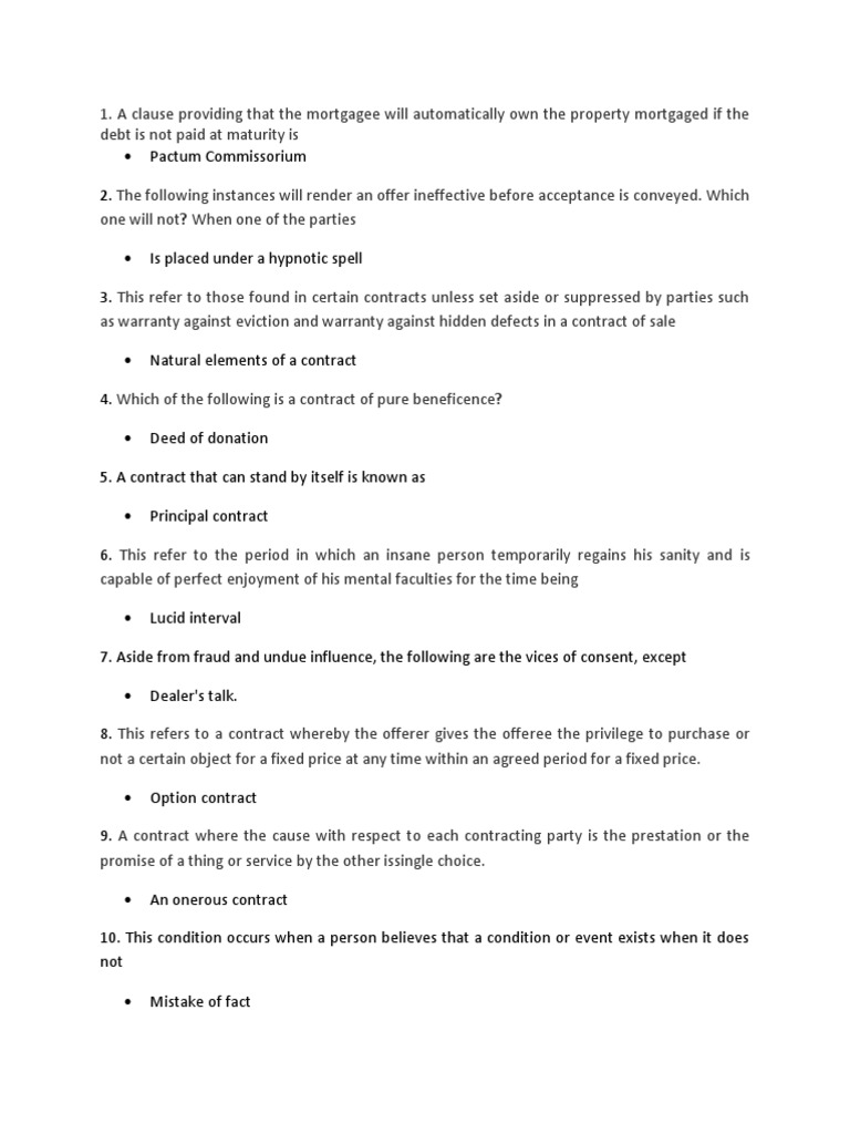 Obligation Questions and Answers | PDF | Debtor | Mortgage Law