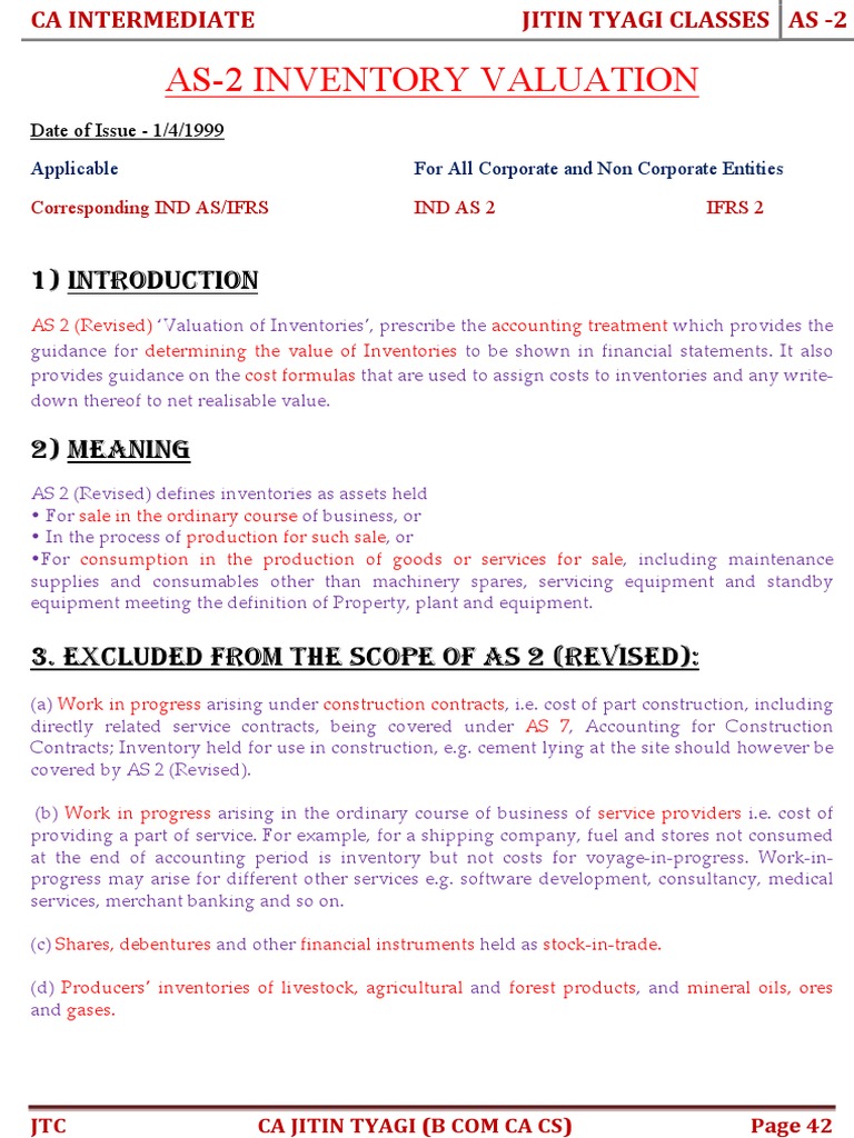 As-2 Inventory Valuation: 1) Introduction | PDF | Cost Of Goods Sold ...