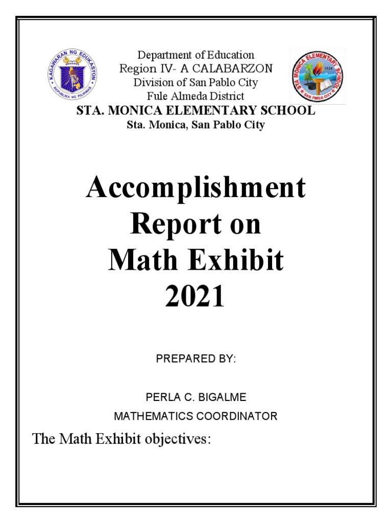 Math Exhibit Accomplishment Report Sta. Monica Elementary School | PDF