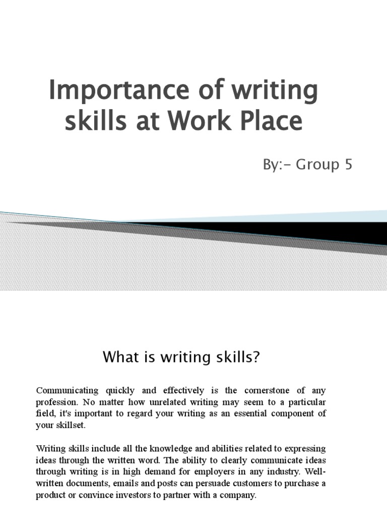Importance of Writing Skills at Work Place - Updated | PDF ...