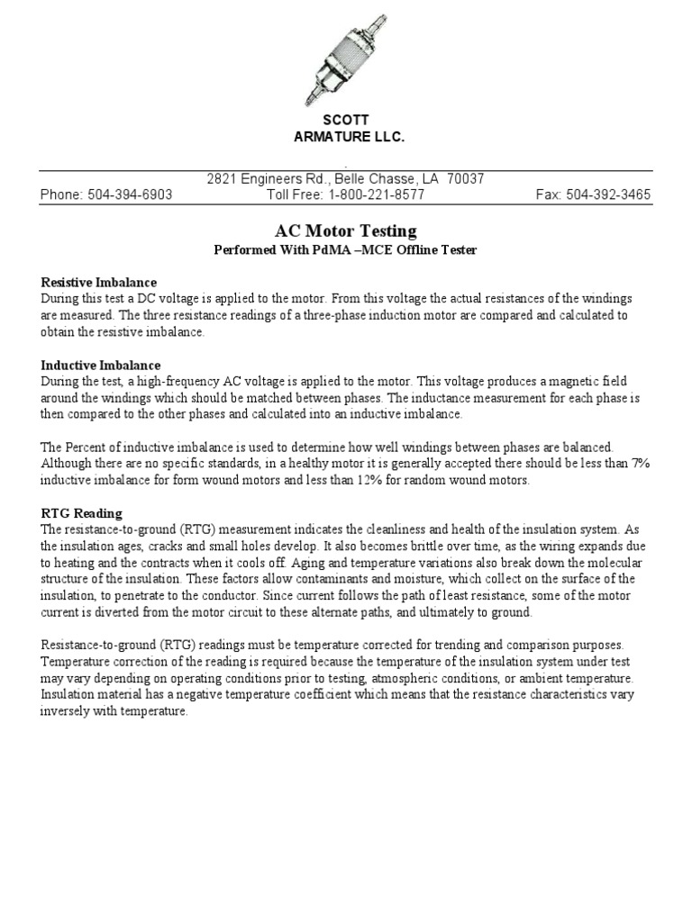 AC Motor Testing With PdMA | PDF | Electric Motor | Capacitor