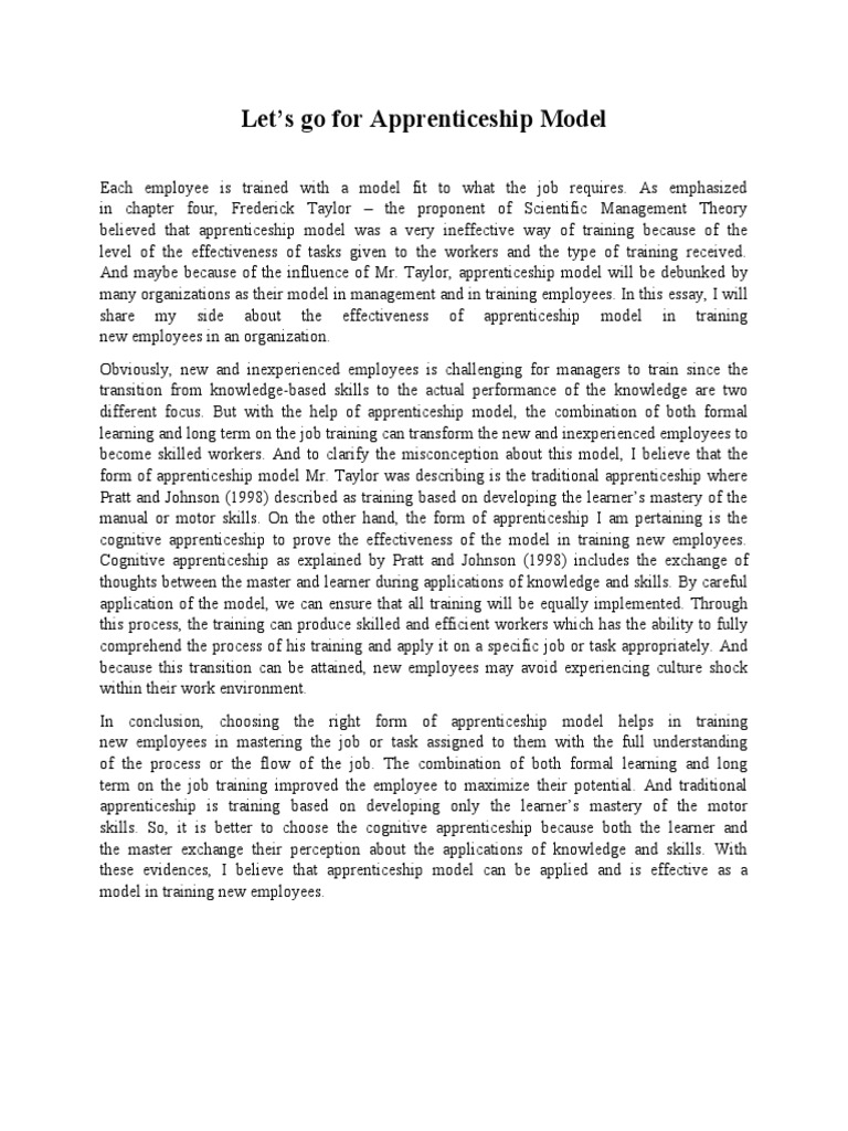 Let's Go For Apprenticeship Model | PDF | Apprenticeship | Vocational ...