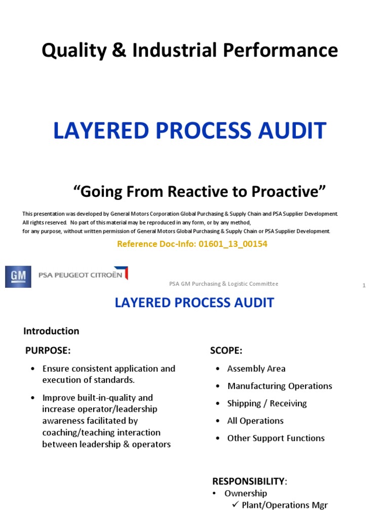 Quality & Industrial Performance: Layered Process Audit | PDF | Audit ...