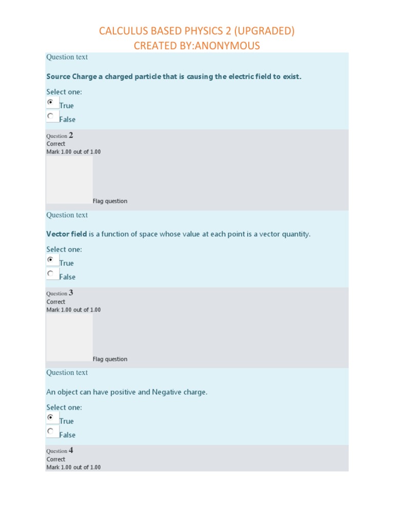 Calculus Based Physics 2 q1 Finals PDF | PDF | Voltage | Electric Current