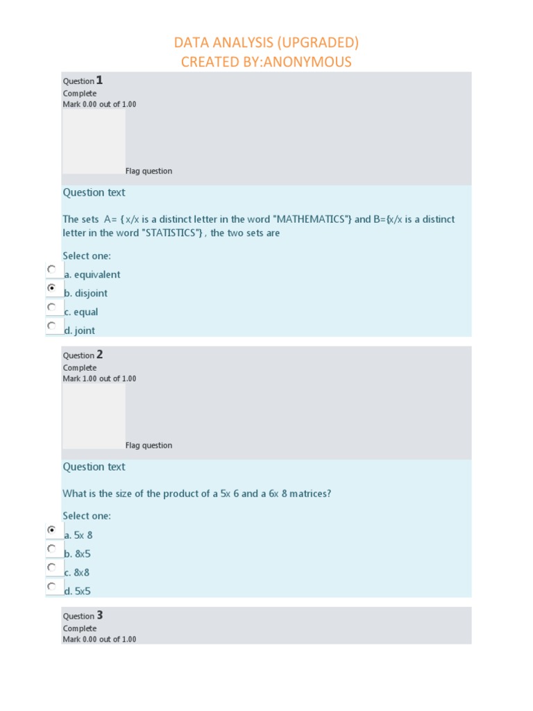 Data Analysis Questions and Answers | PDF | Analytics | Business ...