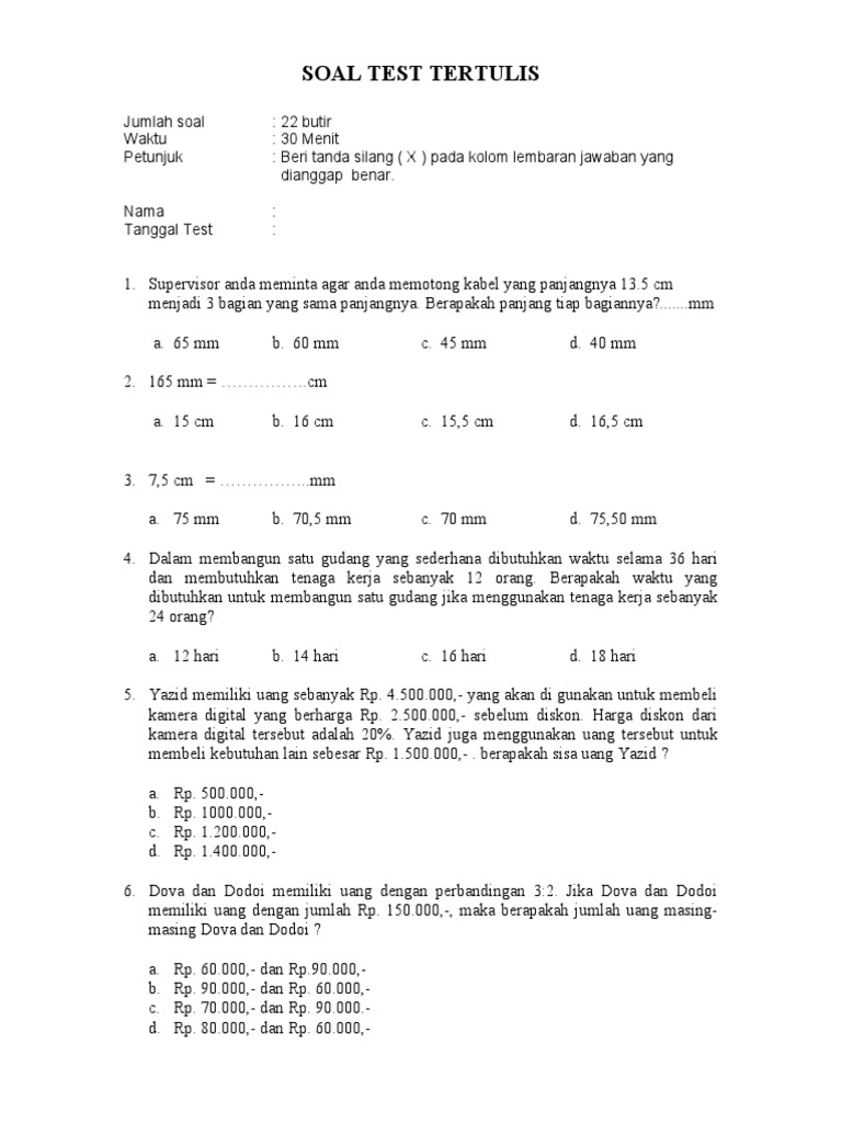 SOAL TEST IIB 2019 | PDF