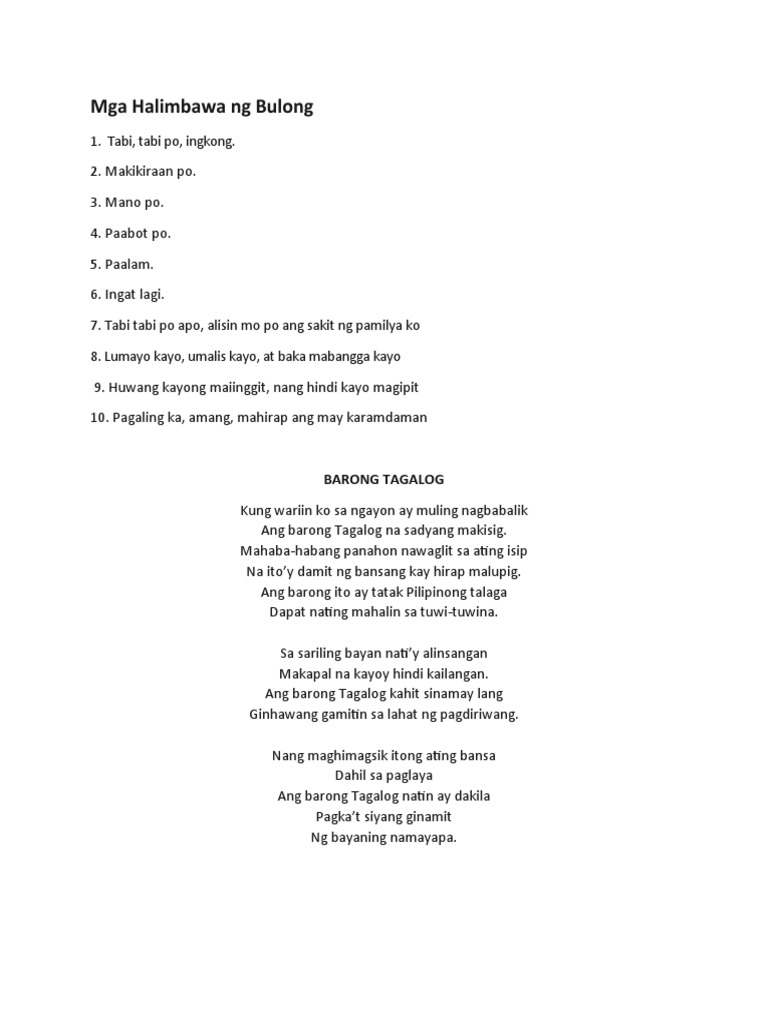 Mga Halimbawa NG Bulong | PDF