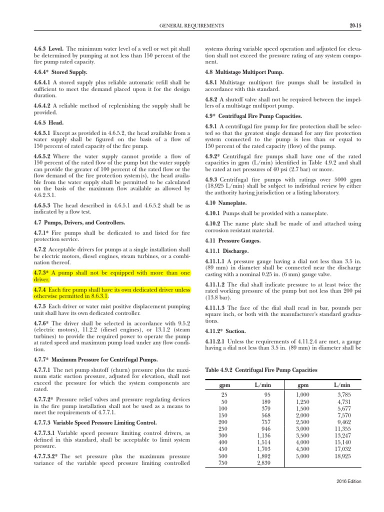 Nfpa 20 (Dedicated Pump Driver & Controllers) | PDF | Pump | Engines