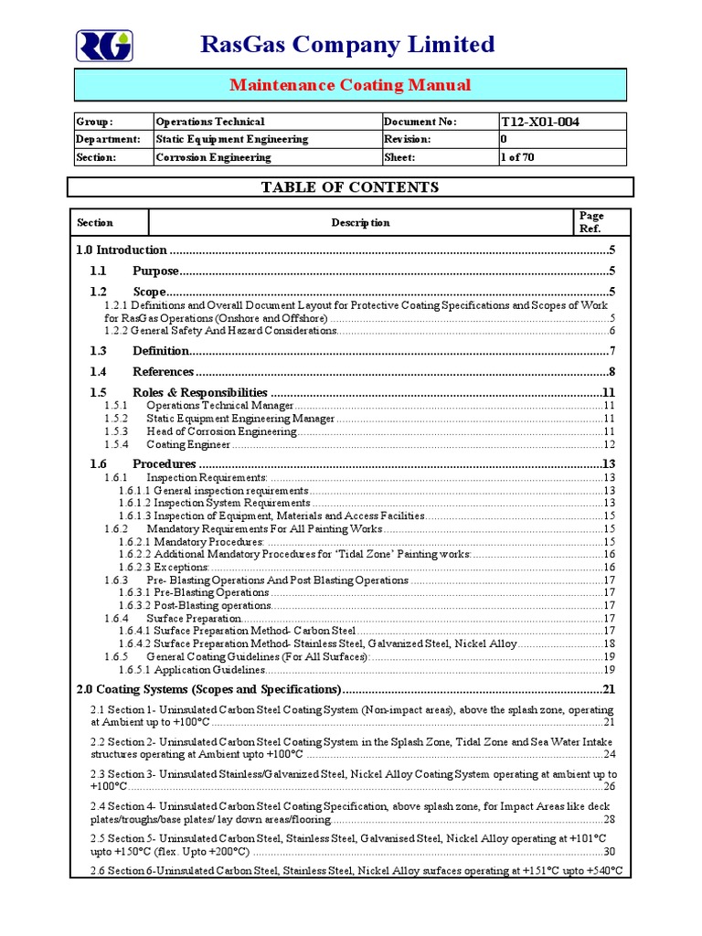 T12 X01 004 Maintenance Coating Manual | PDF | Galvanization | Specification (Technical Standard)