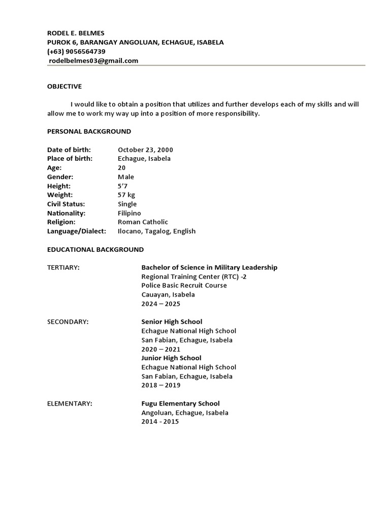 Resume Rodel | PDF | Philippines | Schools