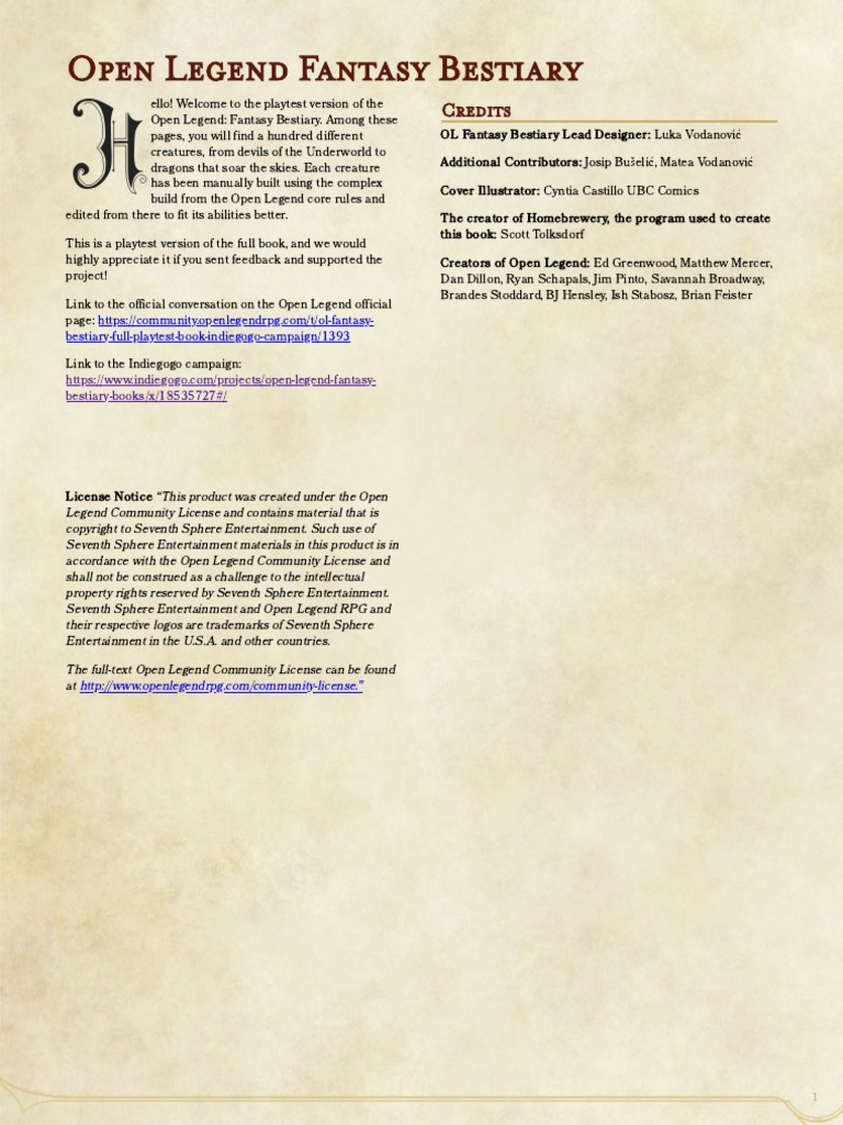 Open Legend 5E Bestiary | PDF | Nature