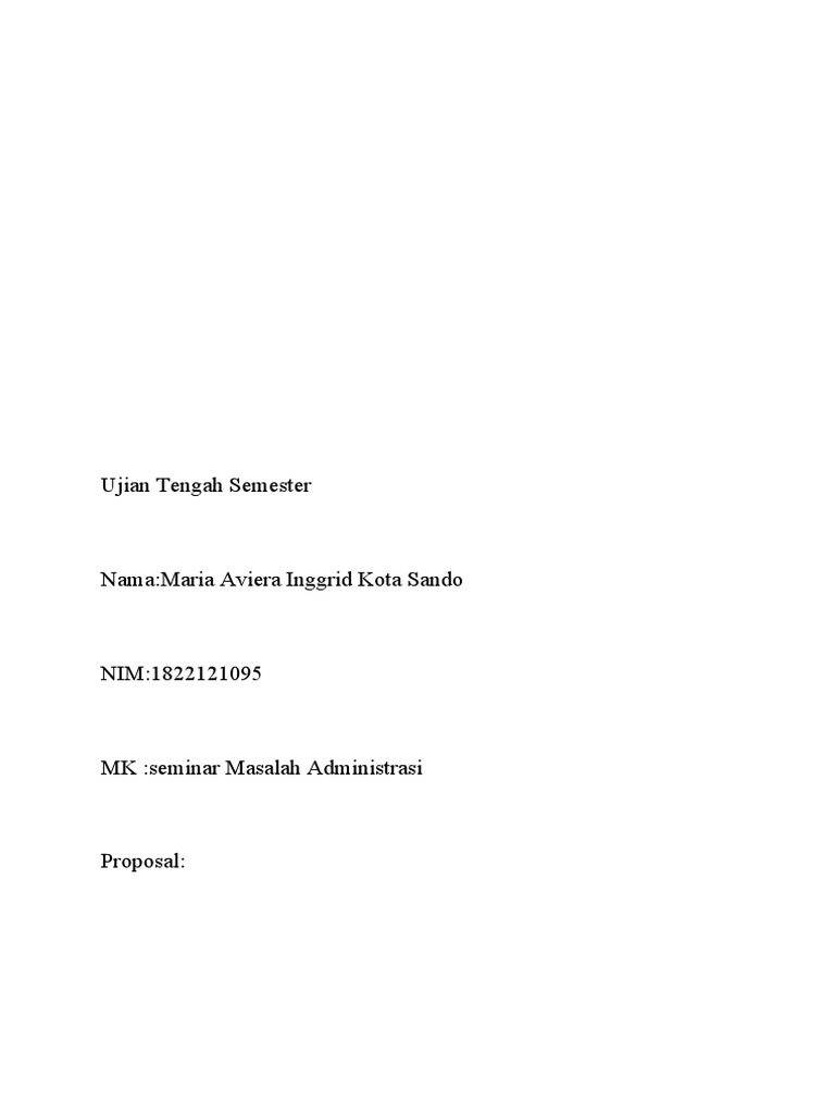 Proposal UTS Seminar Masalah Administrasi | PDF
