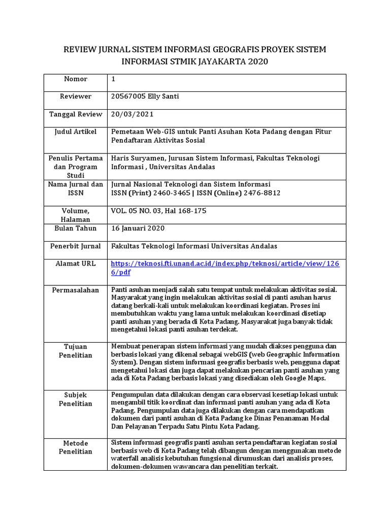 Review Jurnal - GIS | PDF | Komputer