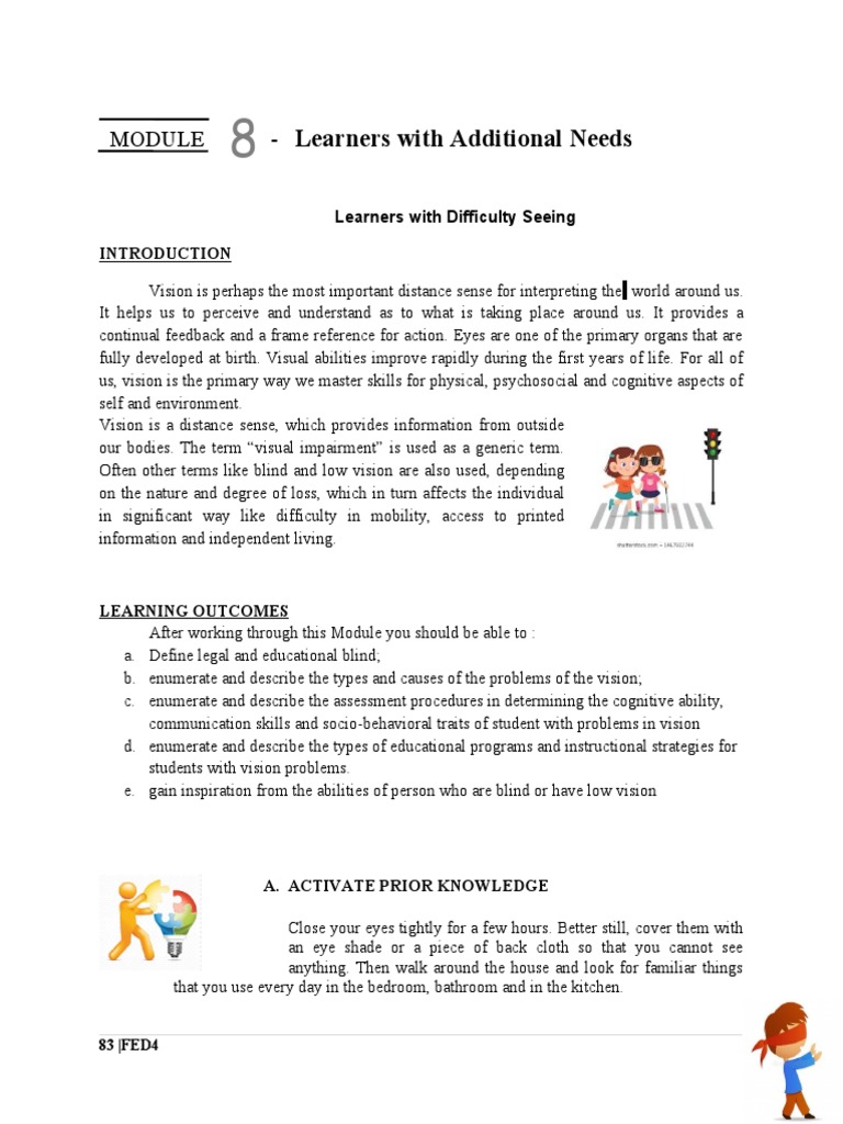 Learners With Additional Needs: Module | PDF | Visual Impairment | Visual Acuity