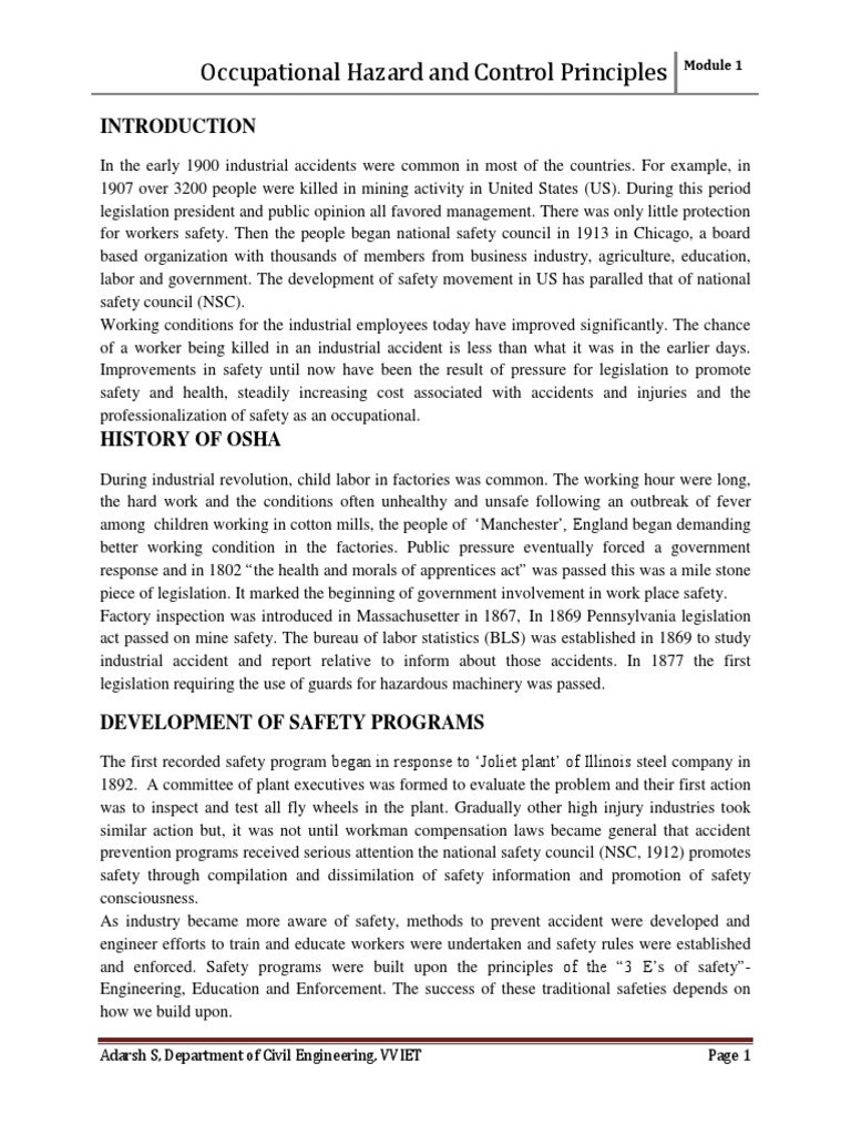 OSHA Module 1 | PDF | Occupational Safety And Health | Occupational ...