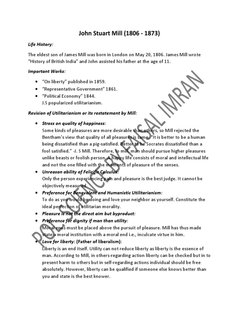 J.S Mill | PDF | Utilitarianism | John Stuart Mill